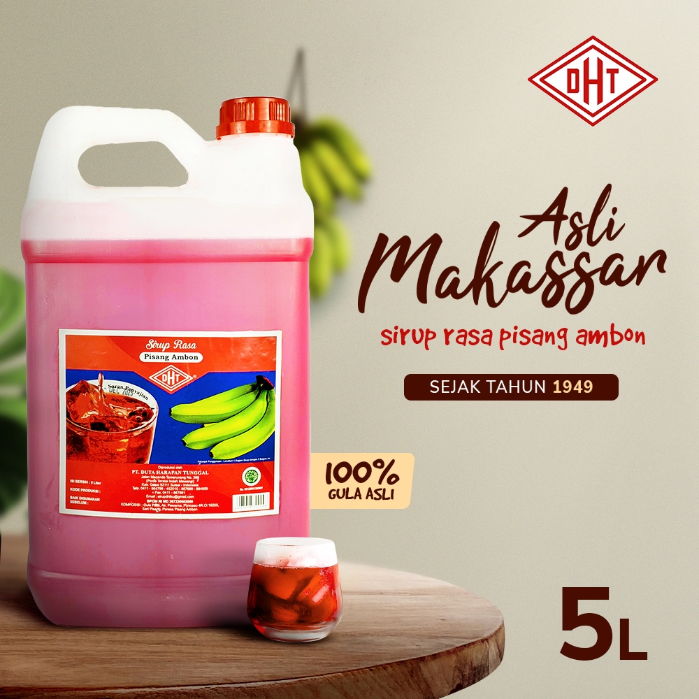 Jual DHT Sirup Rasa Pisang Ambon 5Liter Sirup Merah Asli Makassar ...