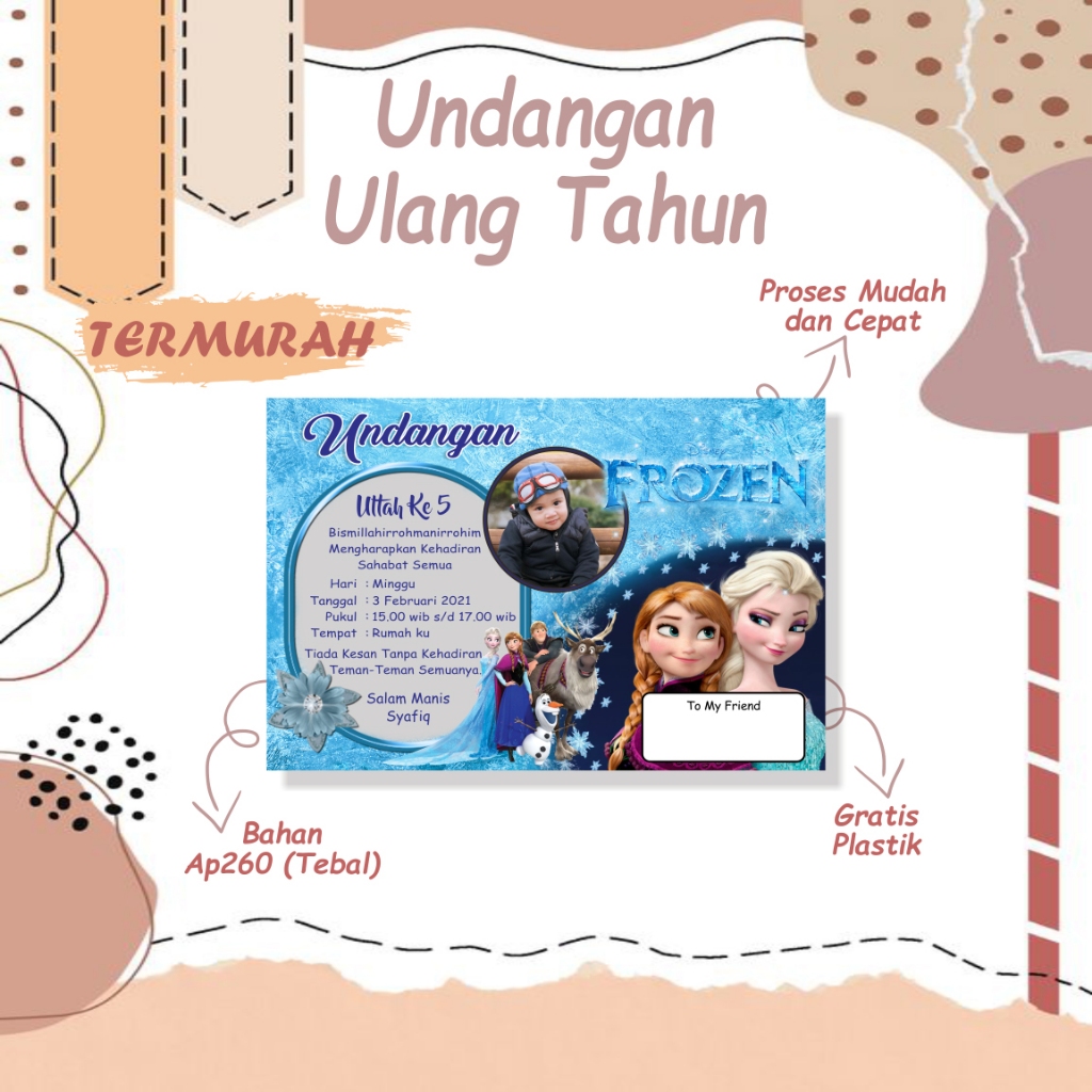 Jual Undangan Ultah Thema Frozen + Gratis Plastik | Shopee Indonesia