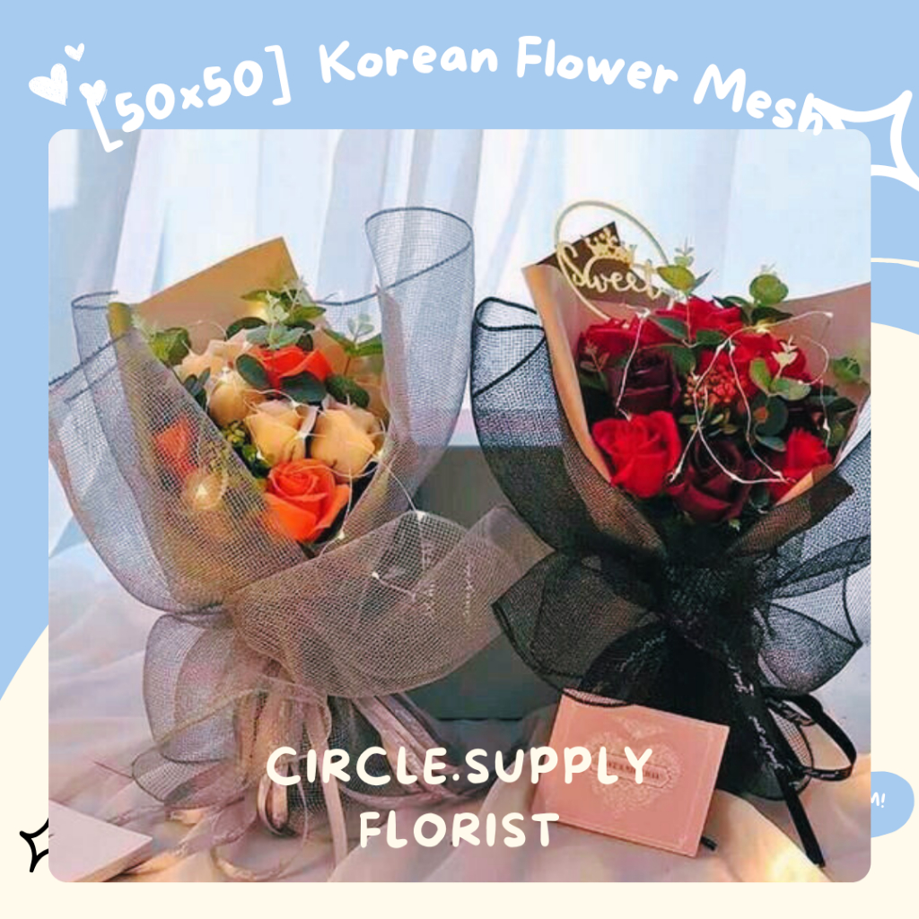 Jual [50x50 cm] Korean Mesh Polynet Kertas Wrapping Jaring Buket Bunga ...