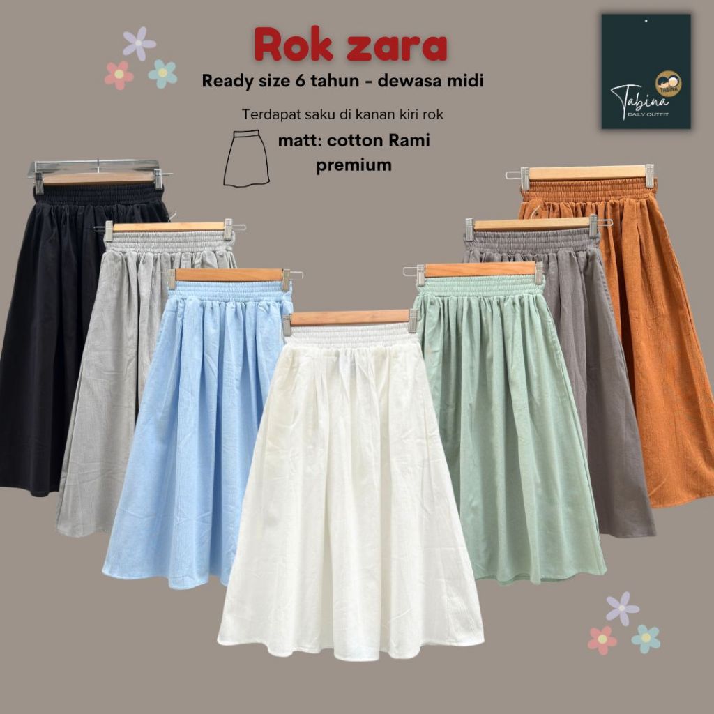 Jual Rok Anak Remaja dan Dewasa seri Zara Bahan Katun Rami Premium usia ...