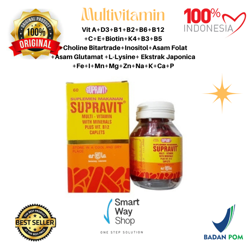 Jual Supravit Multivitamin + Mineral 1 Botol isi 60 ORI BPOM | Shopee Indonesia