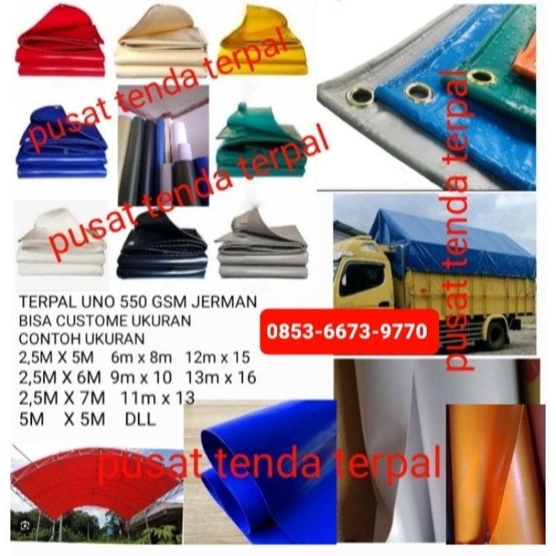 Jual Terpal pvc uno 550 gsm semi karet bahan premium super tebal ...