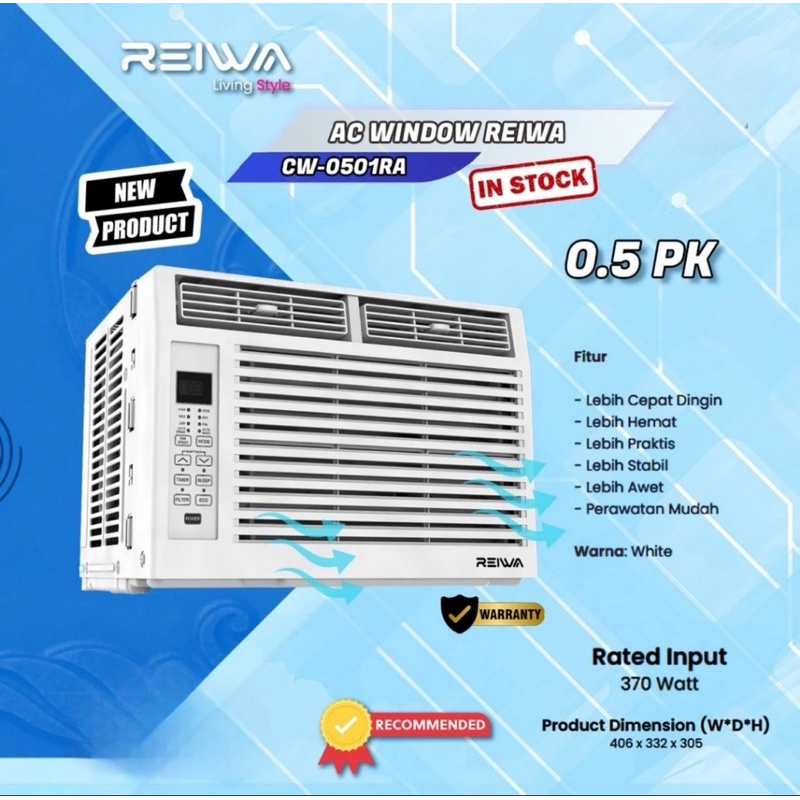 Jual REIWA AC Window 1/2 PK CW-0501RA AC Low Watt 0,5 PK | Shopee Indonesia