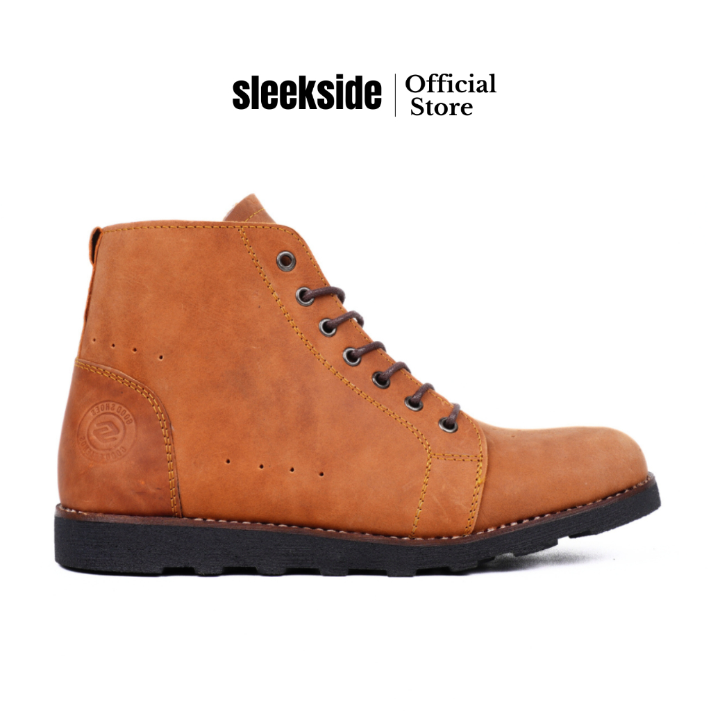 Jual Sleekside Lexus Black, Coklat - Sepatu Kulit Boots Pria Bahan ...
