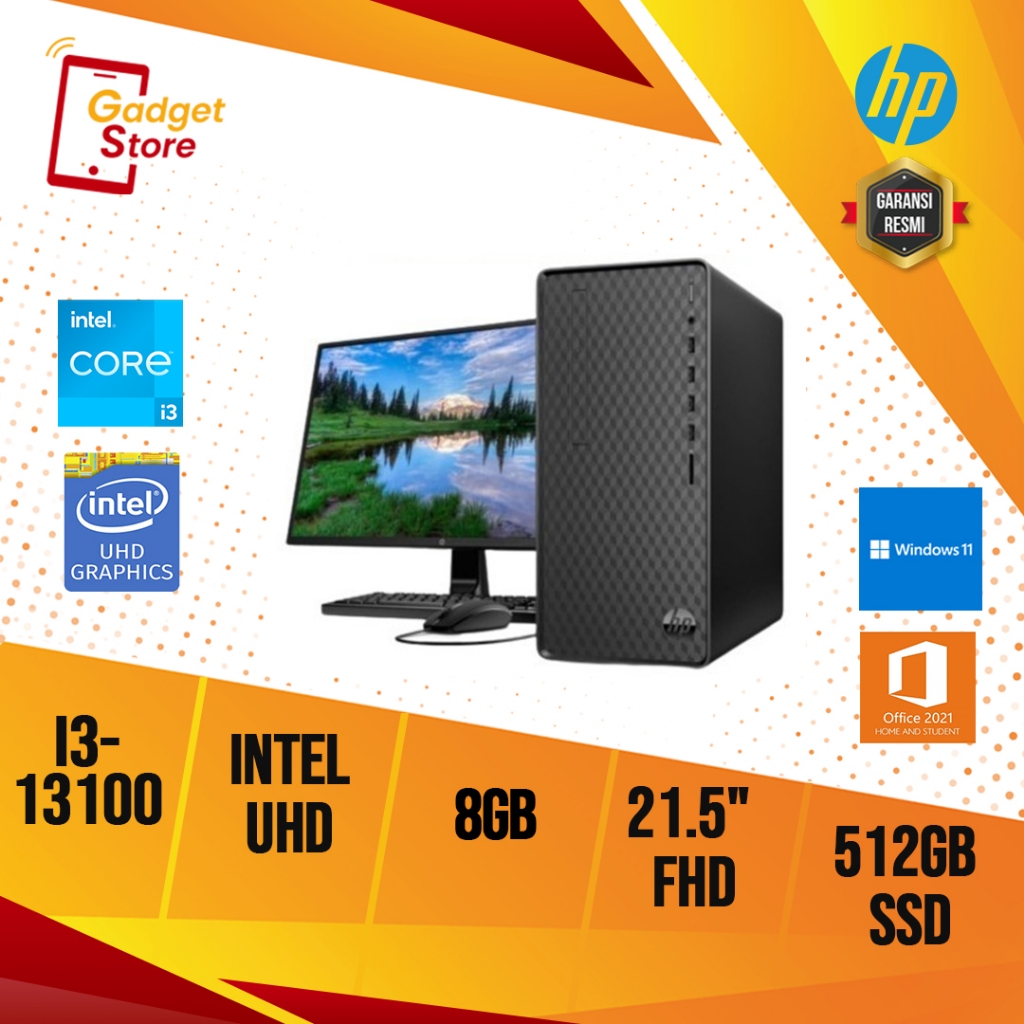 Jual HP PC Desktop M01-F3014D i3 13100 8GB 512GB SSD W11 OHS + Monitor 21.5" | Shopee Indonesia