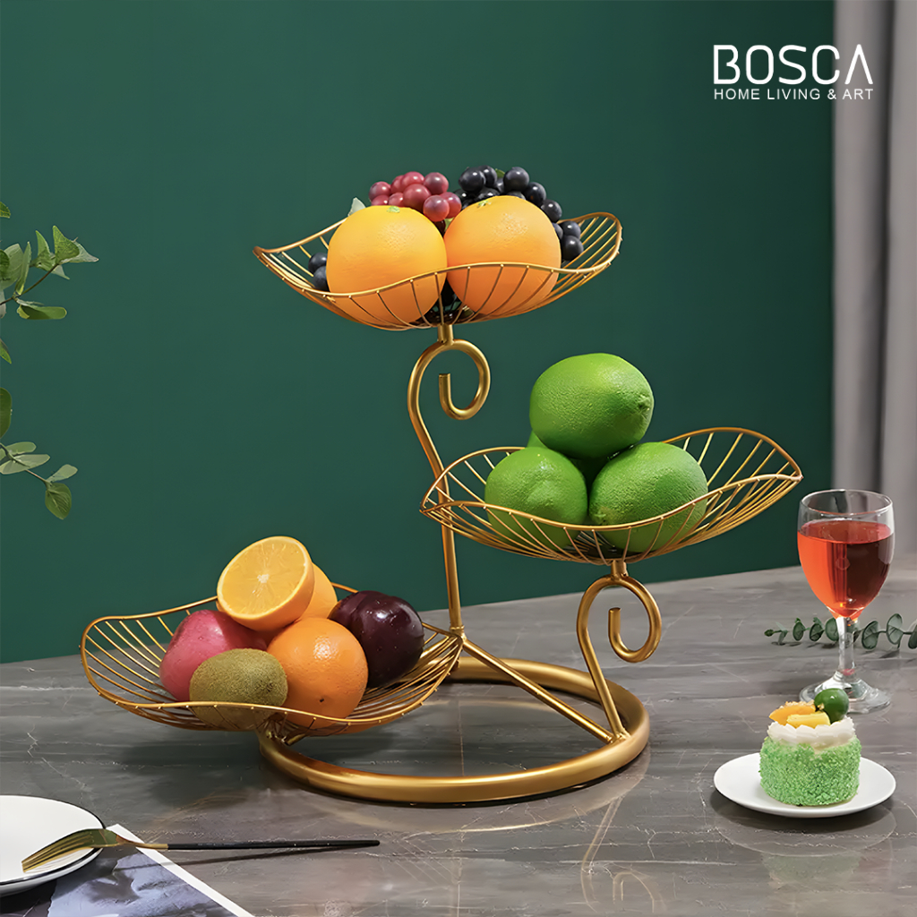 Jual Bosca Living - Fruit Basket Luxury Gold / Tempat Buah 3 susun ...