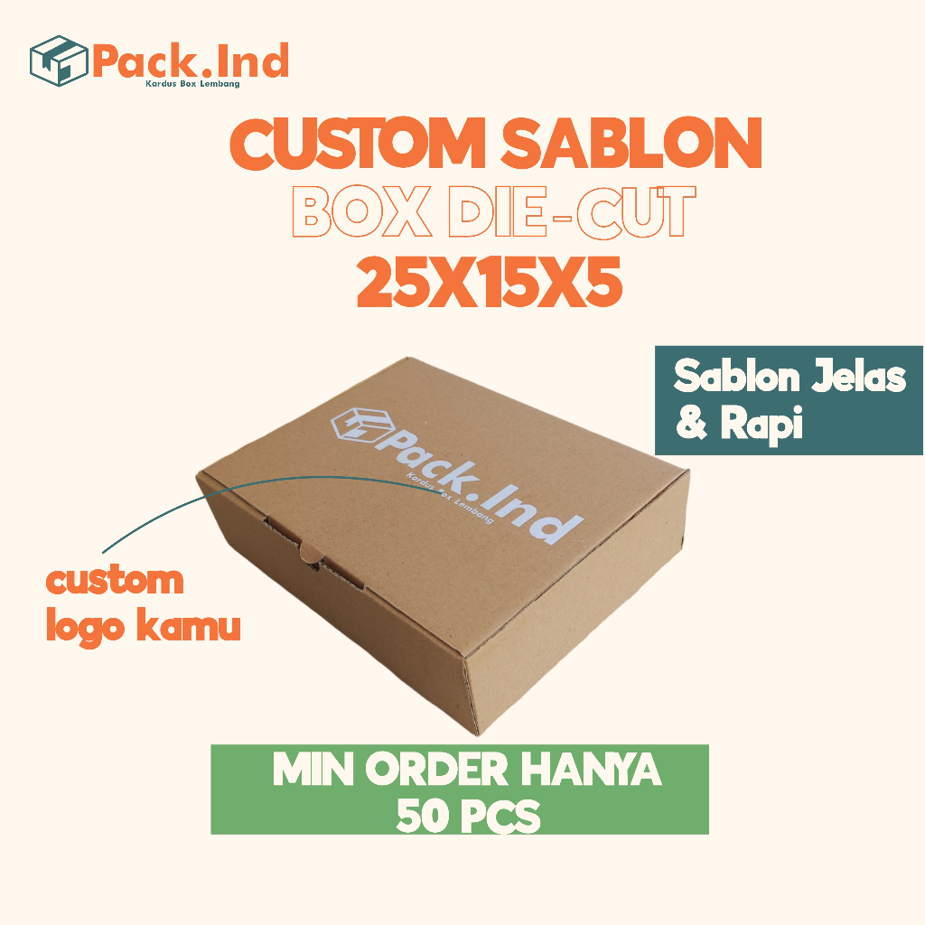 Jual (+SABLON) Kardus ukuran 25x15x5 | Box Die Cut | Kardus Packing ...