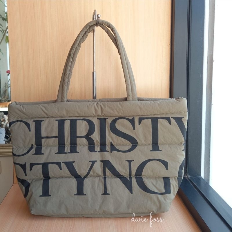 Jual Tas Christy NG Large Puffy Tote Bag Army Green Original | Shopee ...