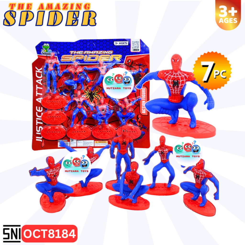 Jual MUTIARATOYS Mainan Set Action Figure The Amazing Spider 7pc ...