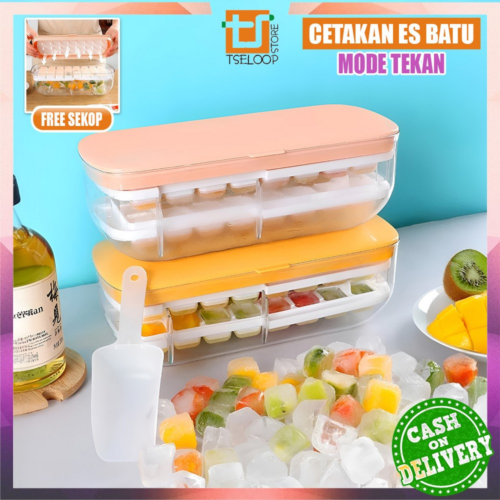 Jual OFM-C873 Cetakan Es Batu Mode Tekan Press Dengan Wadah Free Sendok ...
