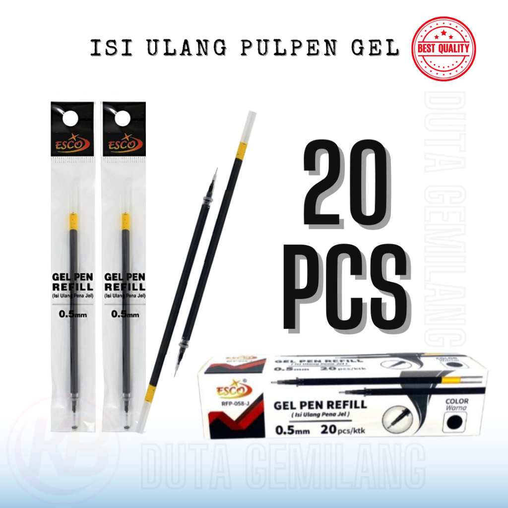 Jual 1 Pak (20 pcs) Refill Isi Ulang Pulpen Gel Lancip Mata Jarum 0.5mm ...