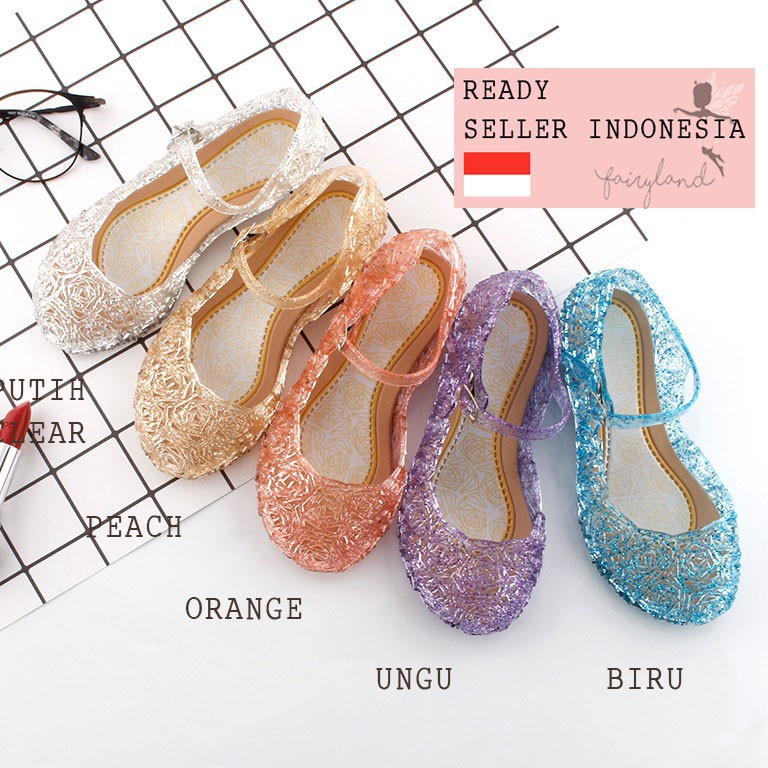 Jual KODE W7G3 Sepatu Jelly 2534 Princess Cinderella Frozen ELSA Sofia ...