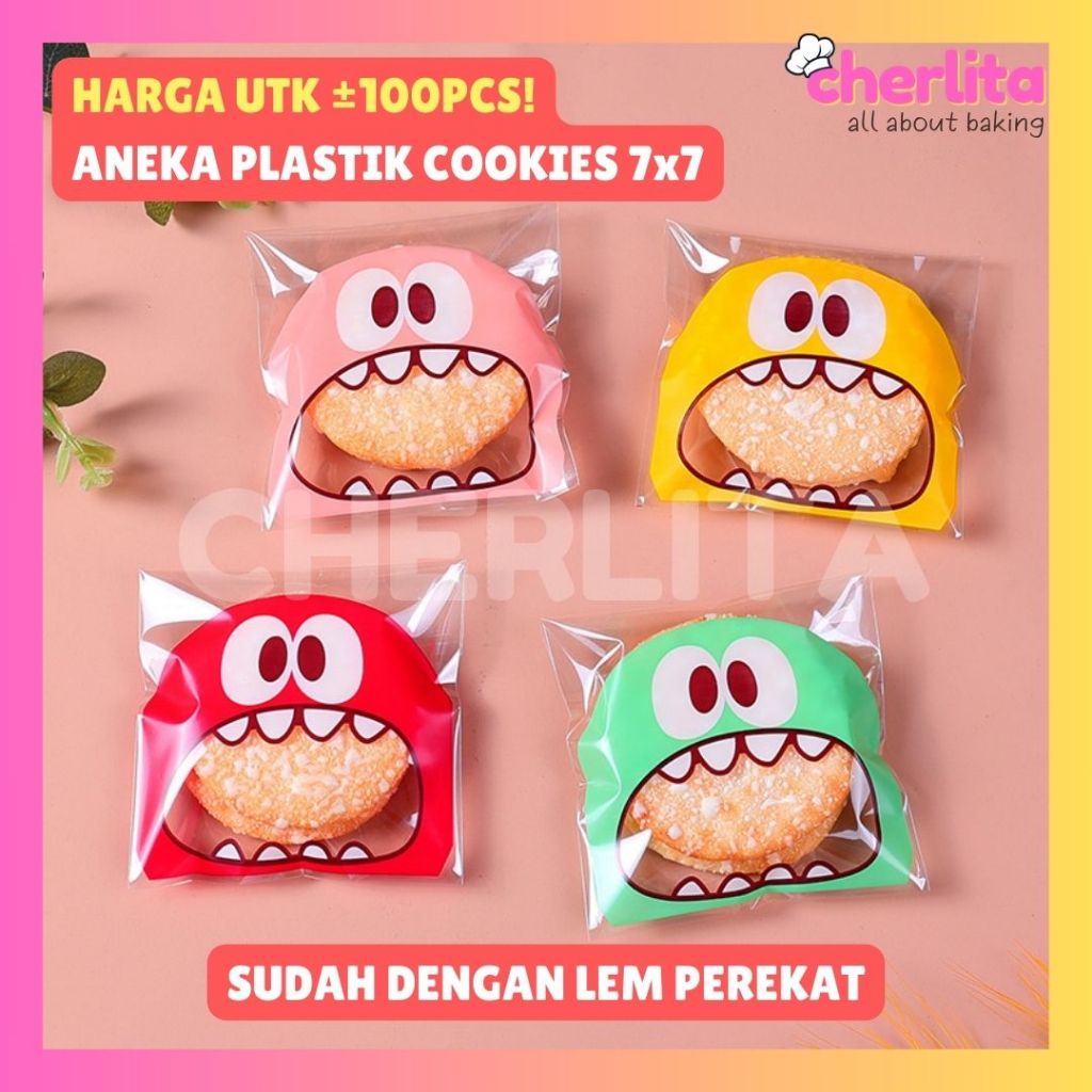 Jual READY 100 Lembar Plastik Cookies Lucu 7x7 Perekat Seal OPP Kue ...