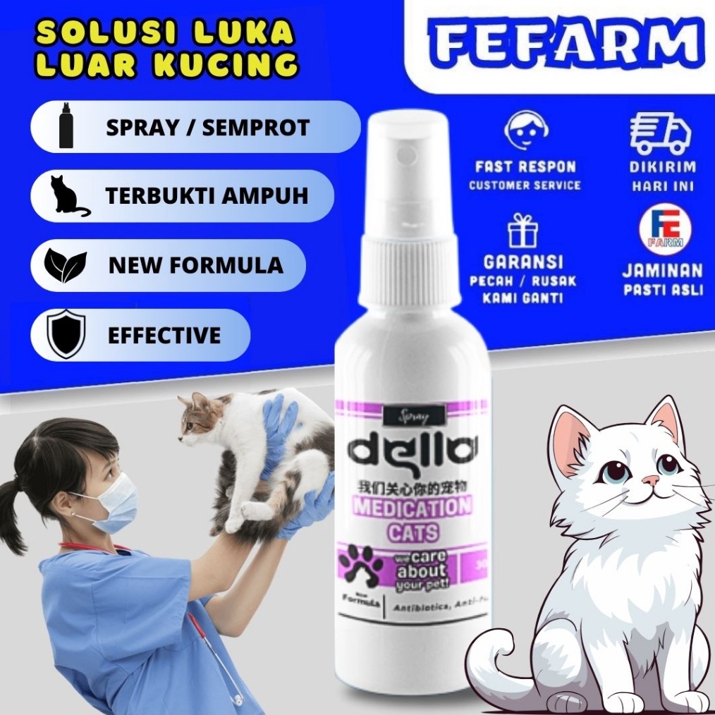 Jual GEBYAR PROMO DELLO Spray Mengobati Kucing Terluka Semua Jenis Luka ...