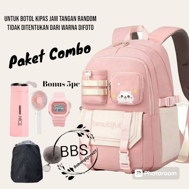 Jual Banyak Bonusnya Tas Anak Perempuan Beautiful PAKET COMBO Ransel Sekolah Tas Punggung ...