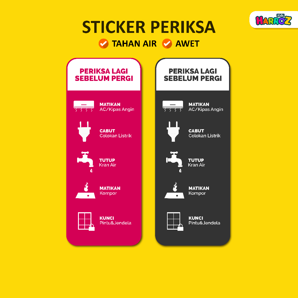 Jual Sticker Periksa Lagi Sebelum Pergi Dari Rumah (Listrik, Air, Pintu ...