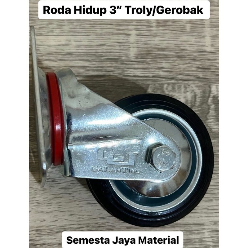 Jual Roda Karet 3 Inch Hidup Putar |Roda Rem Trolley| Troli Etalase ...