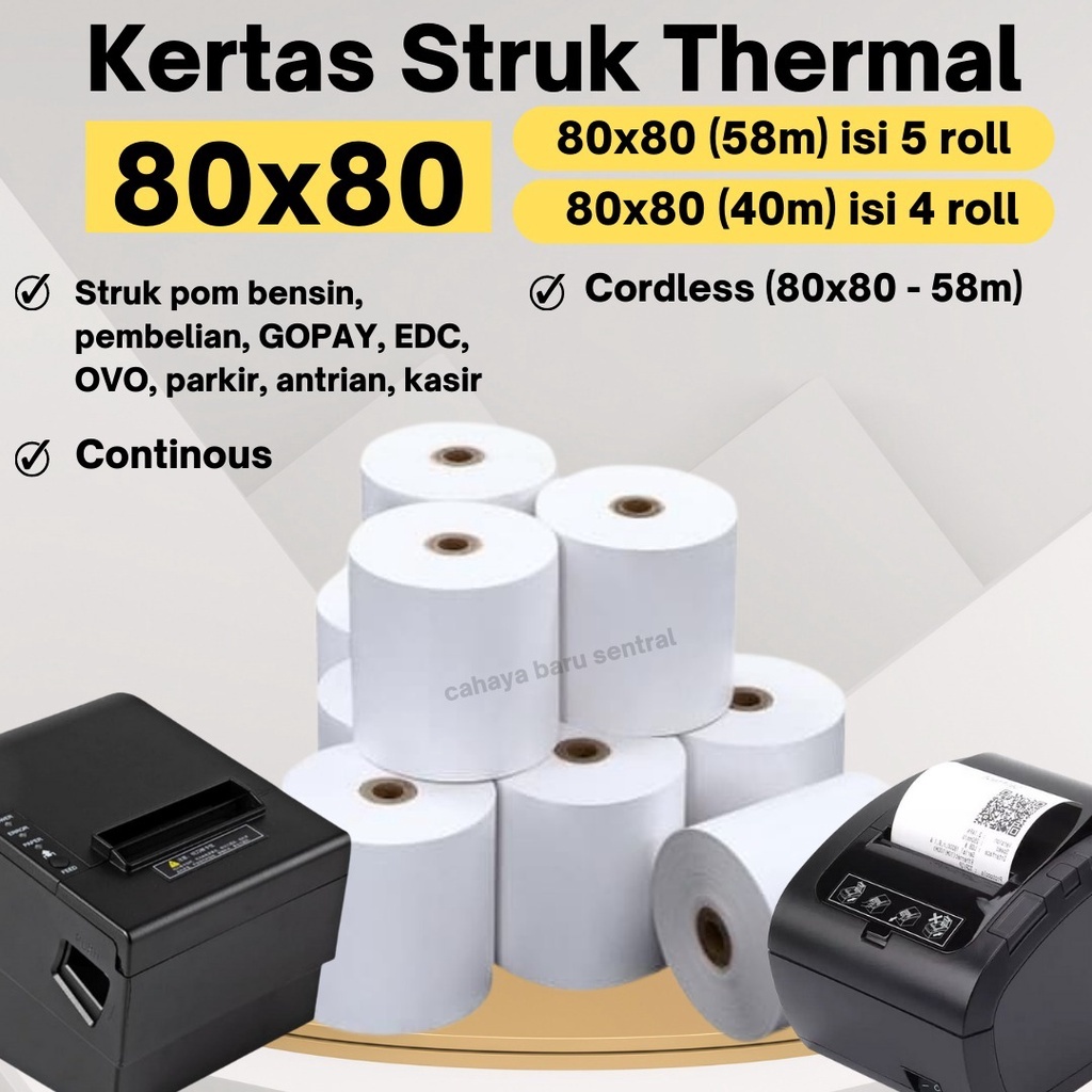 Jual Kertas Struk Kasir / Kertas Thermal 80x80 mm / Kertas Kasir ...