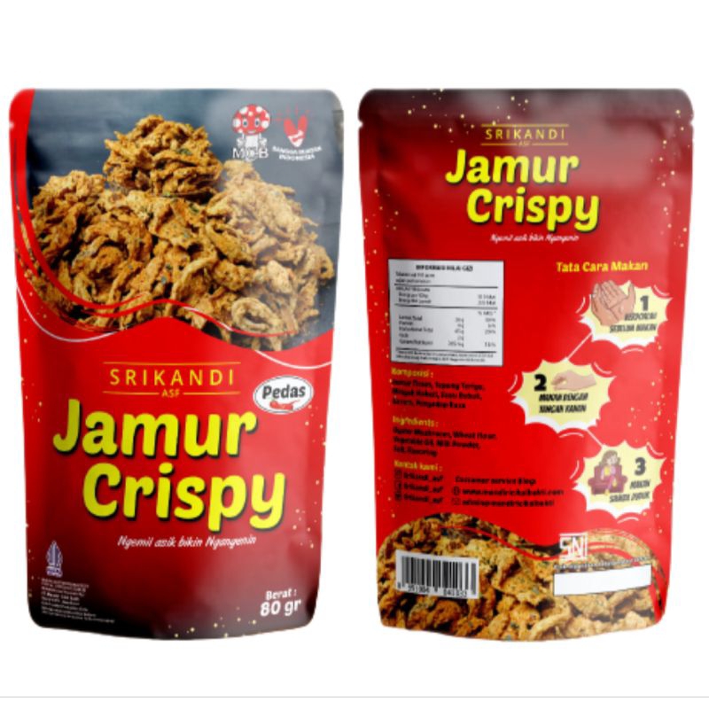 Jual Jual Keripik Jamur Srikandi | Pedas 80g = Jamur Crispy Snack ...