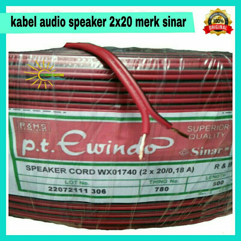 Jual kabel audio speaker listrik merah hitam merk sinar PT Ewindo NYZ ...