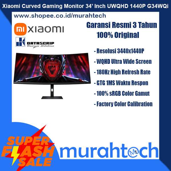 Jual Xiaomi Curved Gaming G34WQi Monitor 34'' Inch WQHD Ultra Wide ...