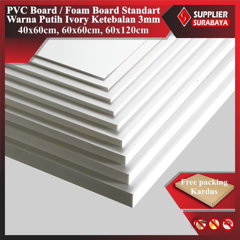 Jual PVC Board 3mm Standart Warna Putih ivory (Putih Tulang) 40x60cm ...