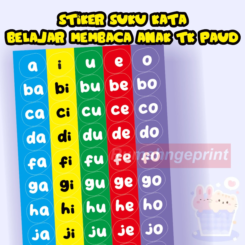 Jual STIKER SUKU KATA BELAJAR MEMBACA ANAK TK PAUD | Shopee Indonesia