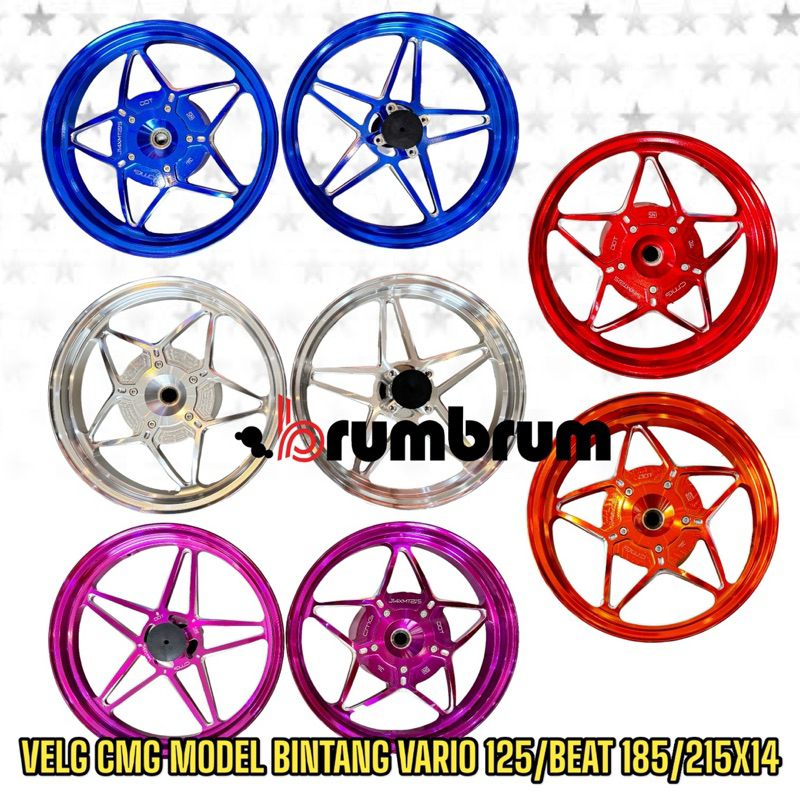 Jual VELG CMG MG5 V1 DAN V2 MOTIF BINTANG 185/215X14 VARIO 125 , BEAT ...