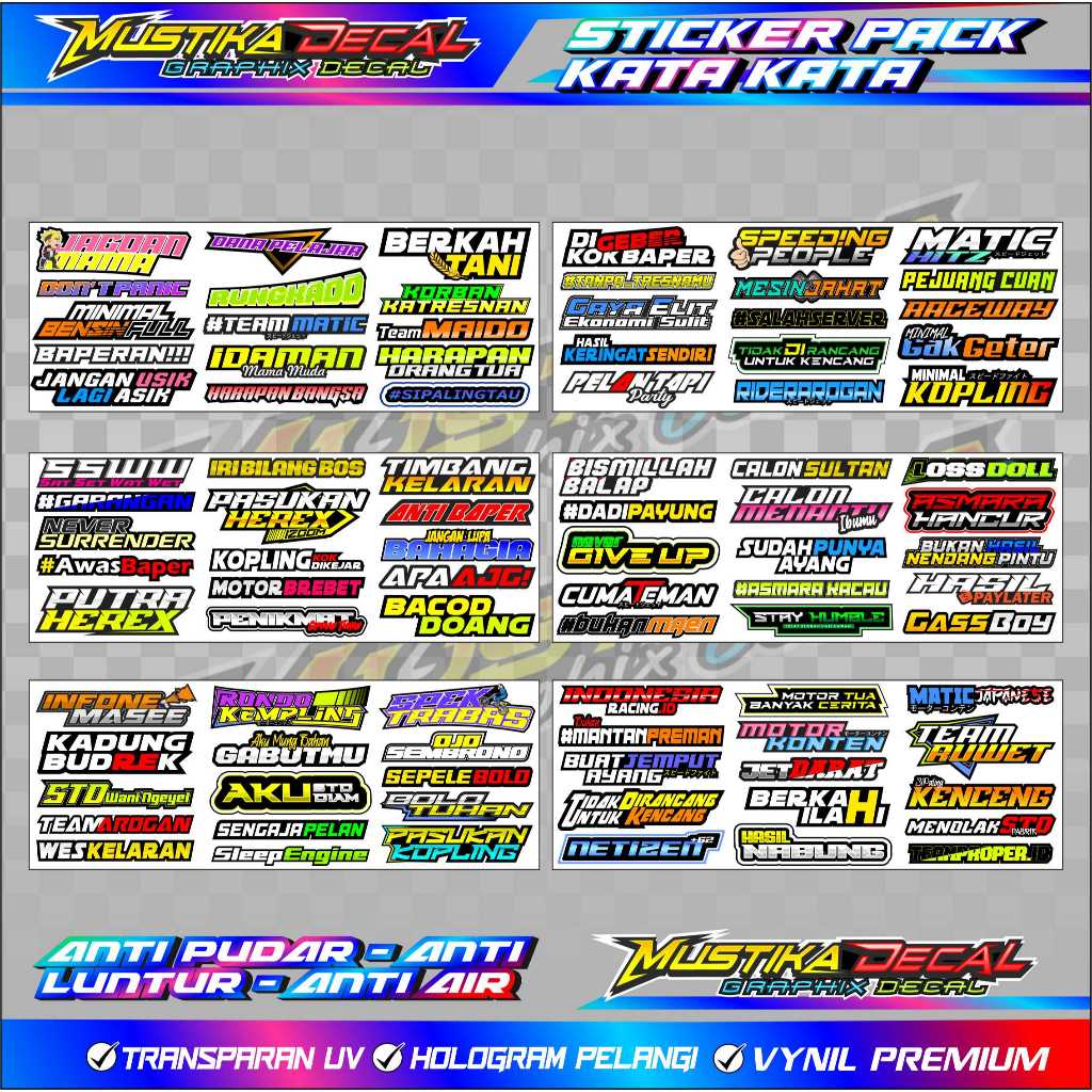 Jual STICKER PACK KATA KATA VIRAL / STICKER KATA KATA TERBARU / STICKER ...