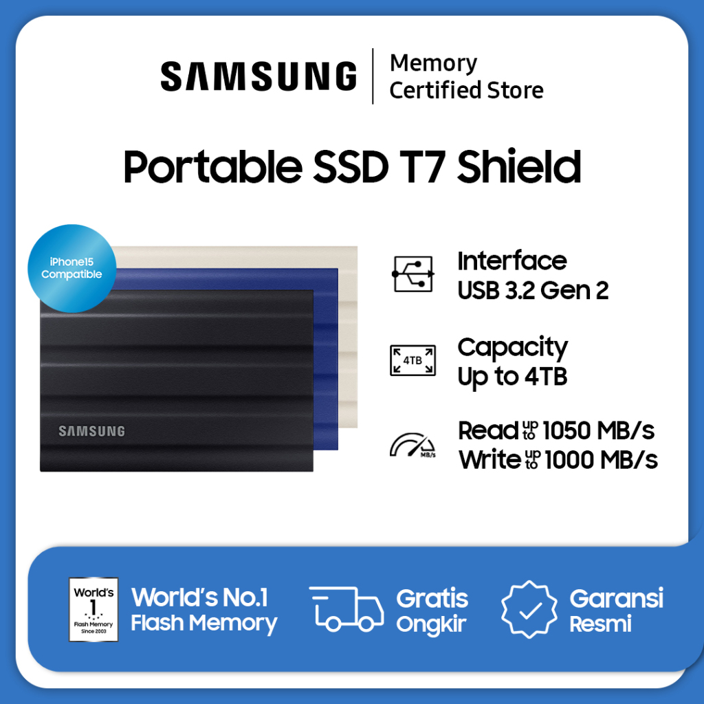 Jual Samsung Portable SSD T7 Shield USB 3.2 Gen 2 - SSD Eksternal - 1TB ...