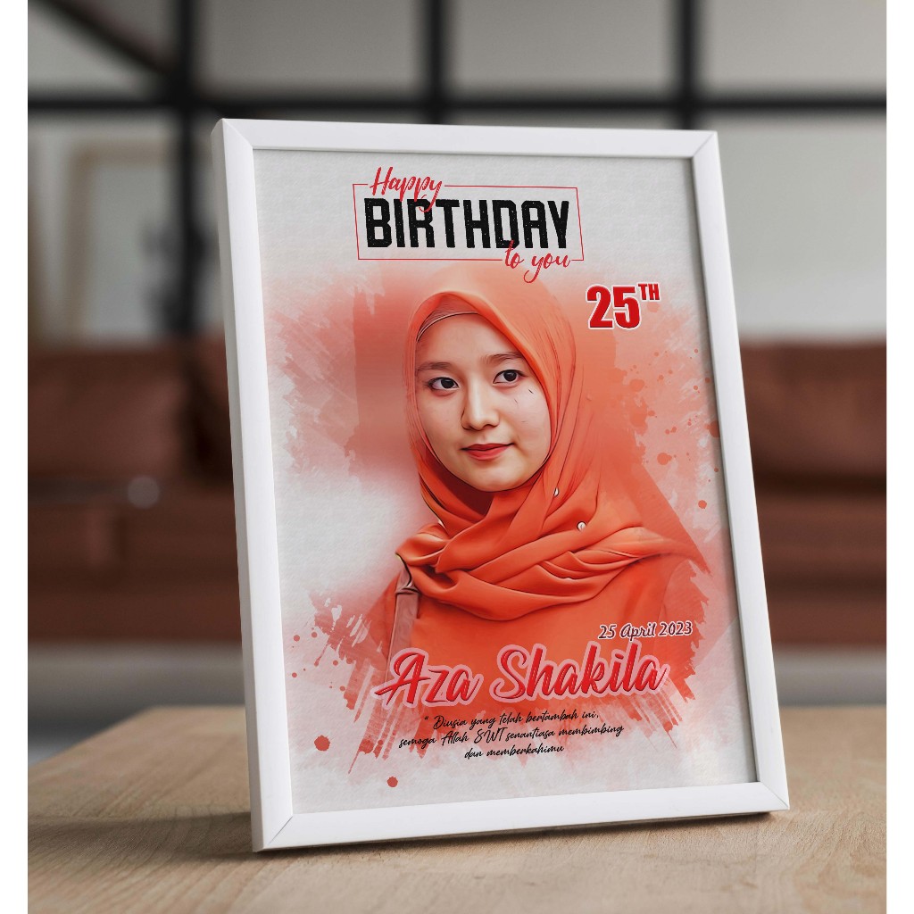 Jual PAKET FRAME CETAK FOTO/PHOTO WATERCOLOR UKURAN 50X30 FREE DESAIN ...