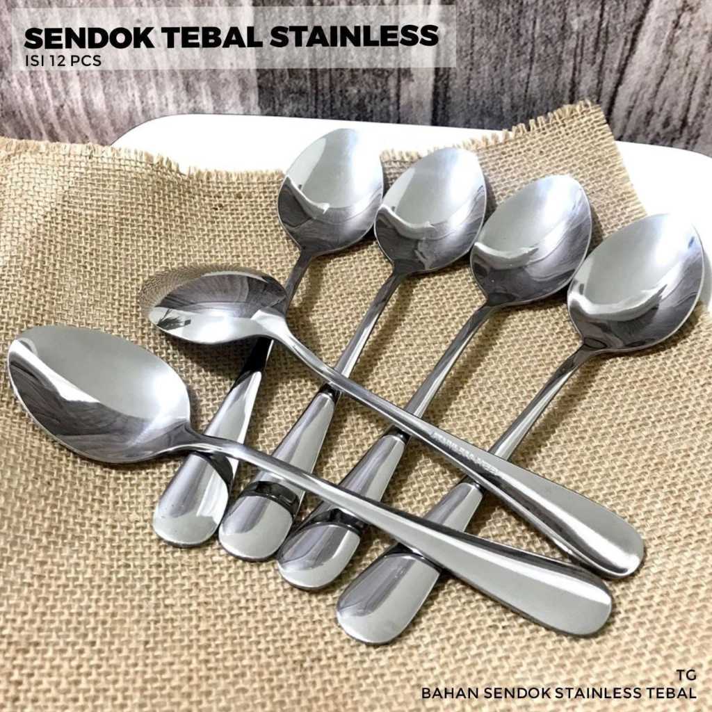 Jual SENDOK MAKAN TEBAL 3 LUSIN/ SENDOK CAFE POLOS STAINLEES 36 PCS ...