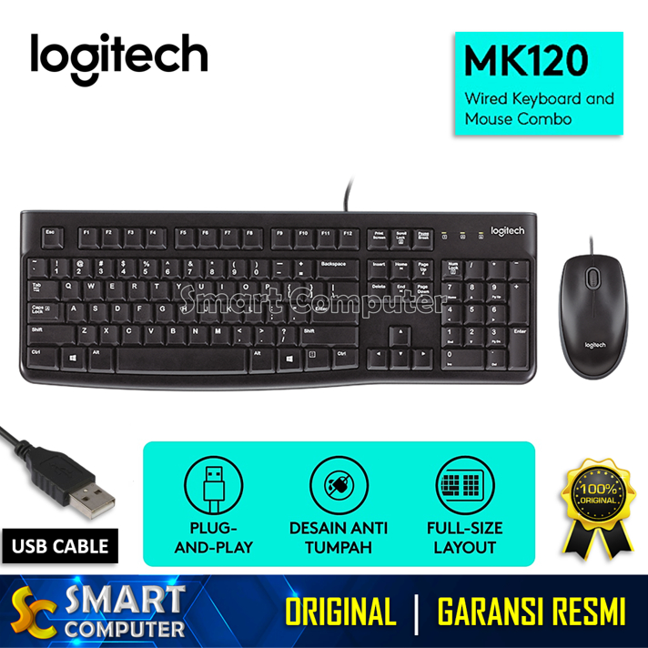Jual Logitech MK120 Combo Keyboard dan Mouse Kabel USB Original | Shopee Indonesia