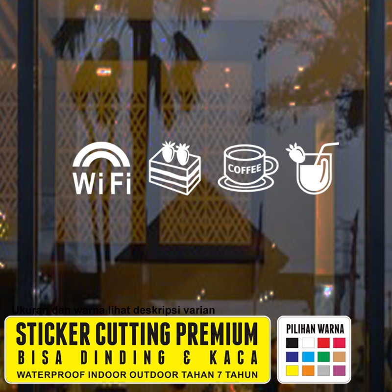 Jual Stiker Kaca Kafe Cafe Resto Wifi Kopi Kue Minuman Cutting Sticker ...