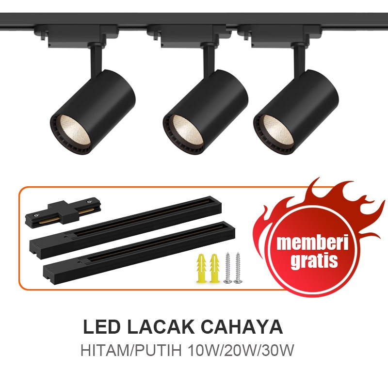 Jual LAMPU TRACK LED SOROT LAMPU TRACKLIGHT REL SPOTLIGHT 10W / 20W / 30W SET DILENGKAPI DENGAN ...