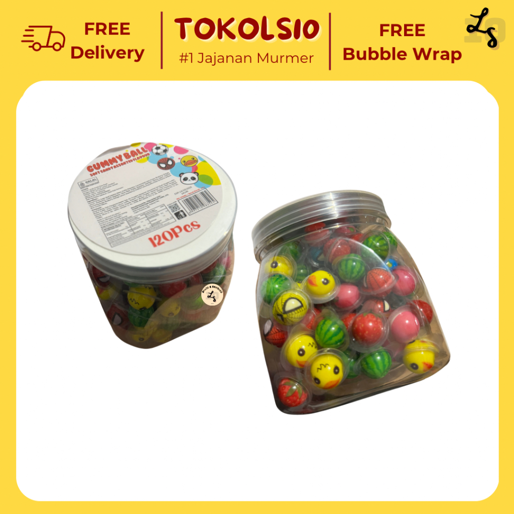 Jual Permen Lunak Gummy Ball Soft Candy 1 Toples isi 120 pcs Ecer 500 ...