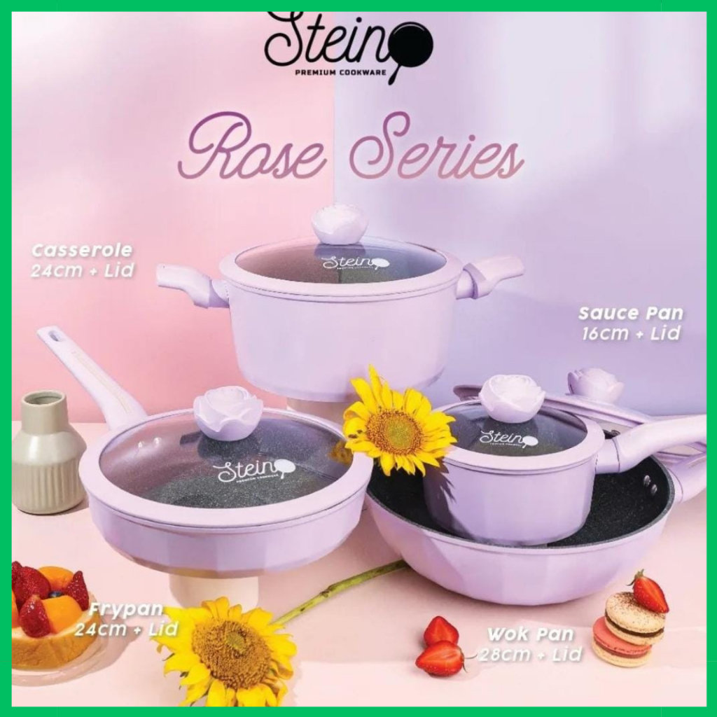 Jual steincookware glamour rose set 4 pcs wok pan fry pan sauce pan ...