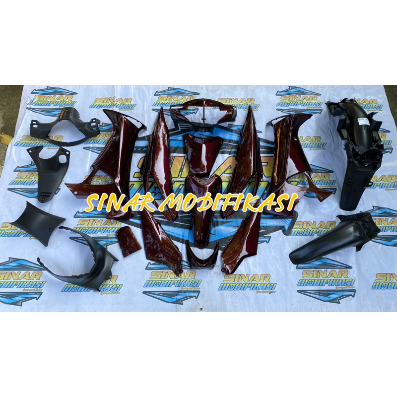 Jual Cover body supra x 125 lama supra x 125D warna moonlight red ...