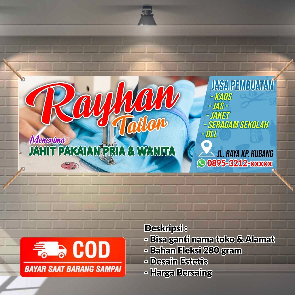Jual spanduk banner penjahit tailor baju pria dan wanita murah | Shopee ...