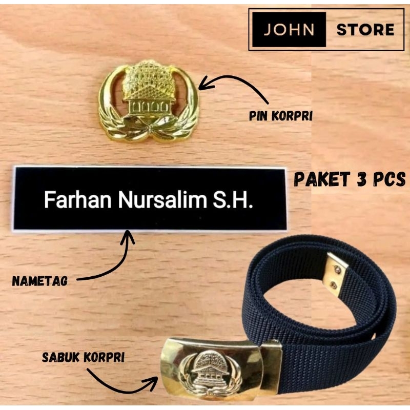 Jual Paket Name Tag ASN PNS (Nametag Akrilik Pin Kuningan Dan Sabuk ...