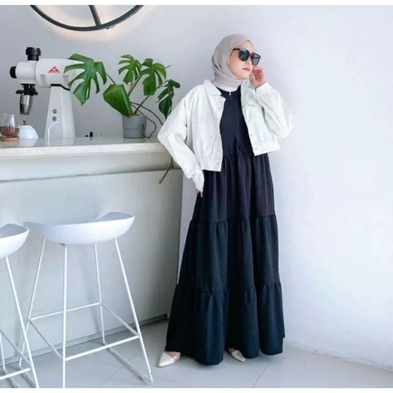 Jual Inner Dress Tanpa Lengan outer Standar Jumbo Rempel Susun Busui ...
