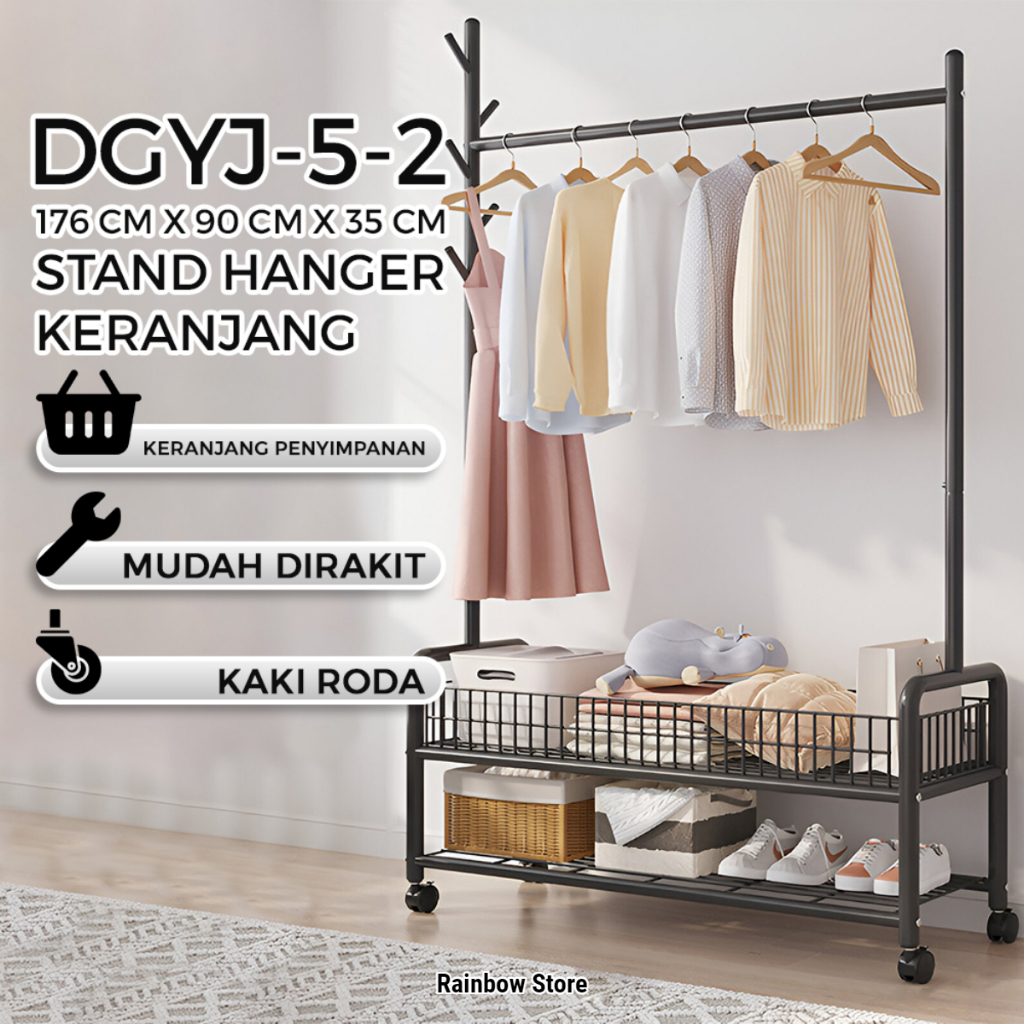 Jual Stand Hanger Besi Rak Penyimpanan Multifungsi DGYJ-5 Rainbow Store ...