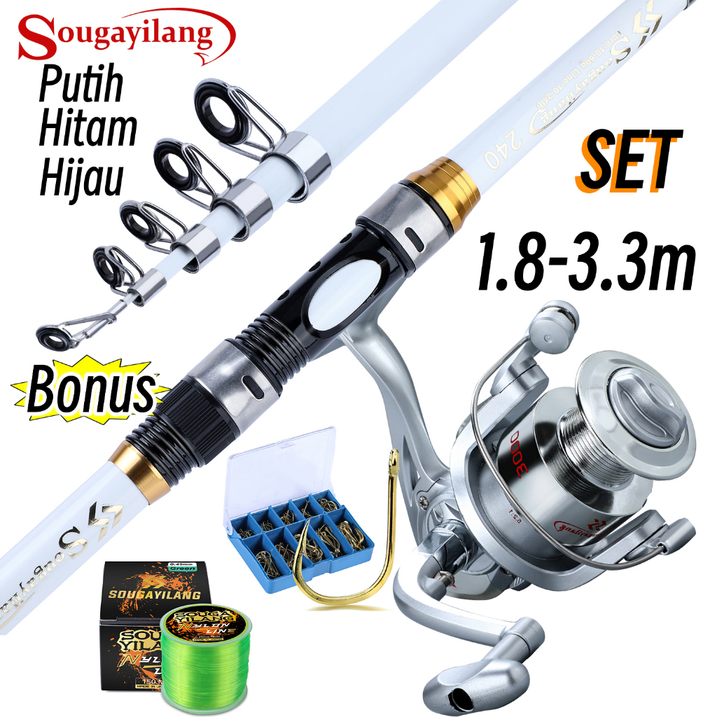 Jual Sougayilang Joran Pancing Set 180-330cm Telescopic Pancingan Set Lengkap | Shopee Indonesia