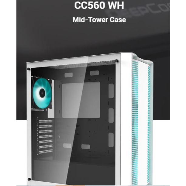 Jual DEEPCOOL CASE CC560 WHITE 4XFANS BLUE LED TEMP GLASS ATX TOWER ...