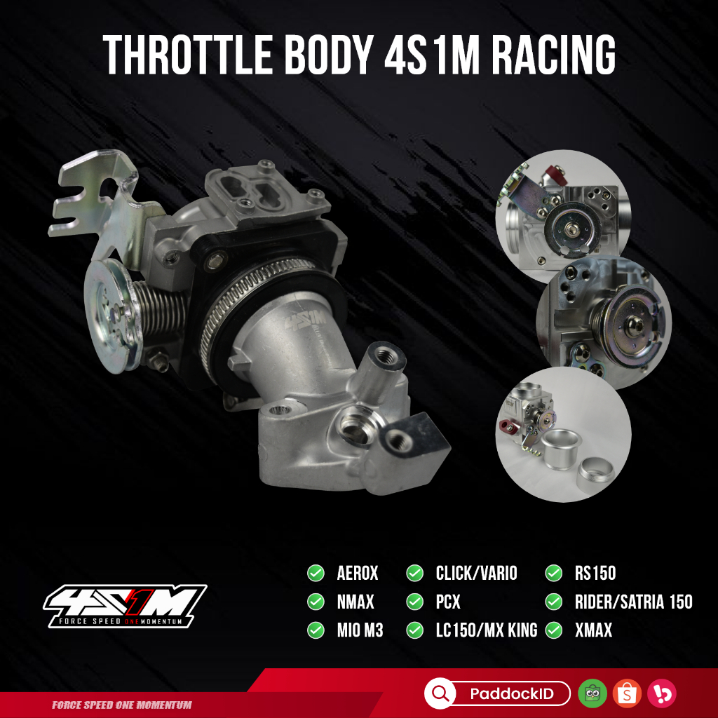 Jual TB THROTTLE BODY 4S1M RACING AEROX/NMAX/MIO M3/CLICK VARIO/PCX ...