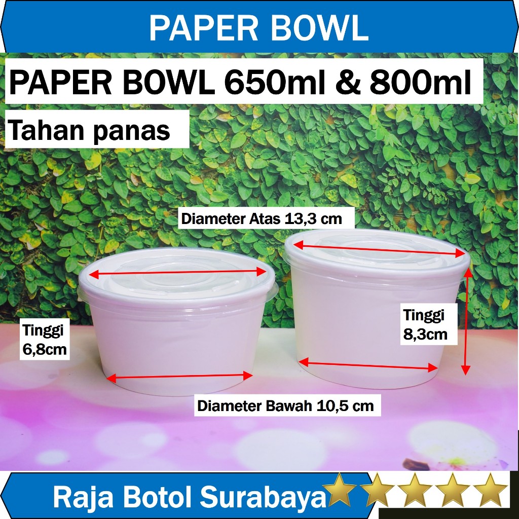 Jual 25pcs Paper Bowl Paperbowl 650ml 800ml putih Wadah Makanan Kertas ...