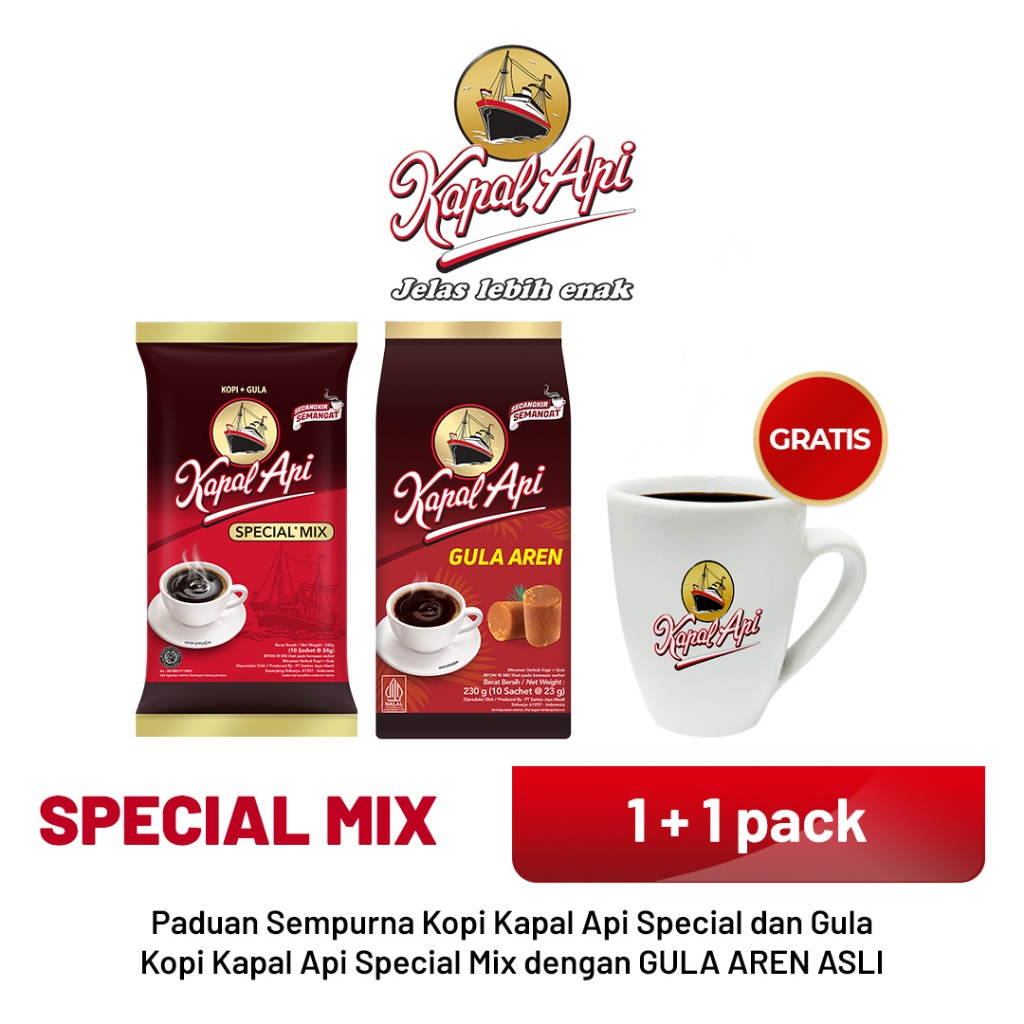 Jual KAPAL API Special Mix 1 Pack Gula Aren + 1 Special Mix Free Mug ...