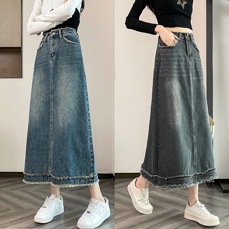 Jual Rok Span Jumbo Highwaist Wanita Korean Style/ Rok Lepis Denim ...