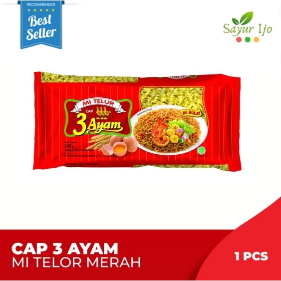 Jual Mi Telur Cap 3 Ayam MERAH 200 Gram / Pack Mie Telor Instant ...