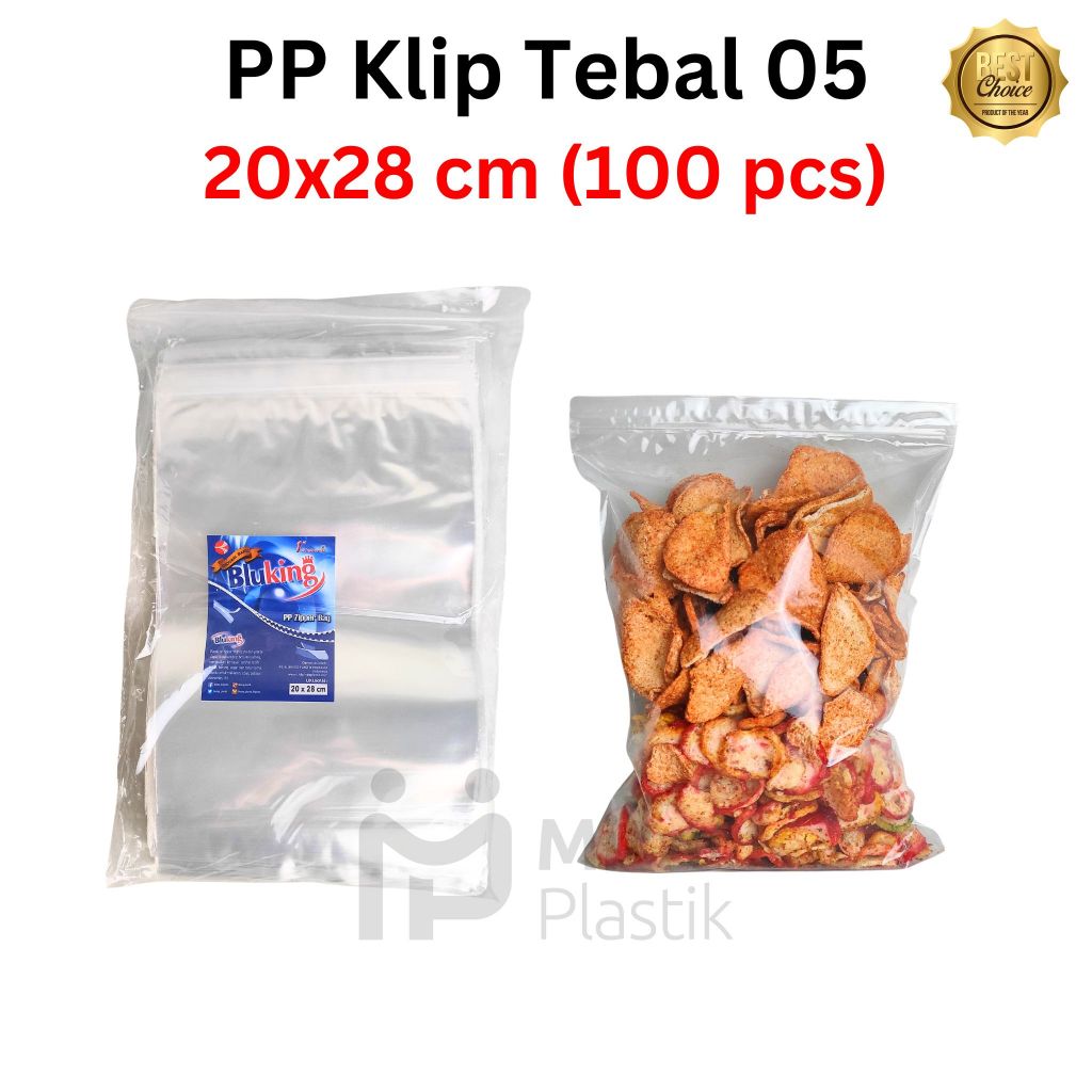 Jual Plastik PP Klip 20x28 Tebal 50 Micron Kemasan Snack BluKing Zip ...